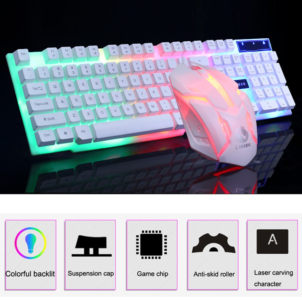 GTX300 Colorful LED Illuminated Backlight Ergonomic Gaming Keyboard USB ...