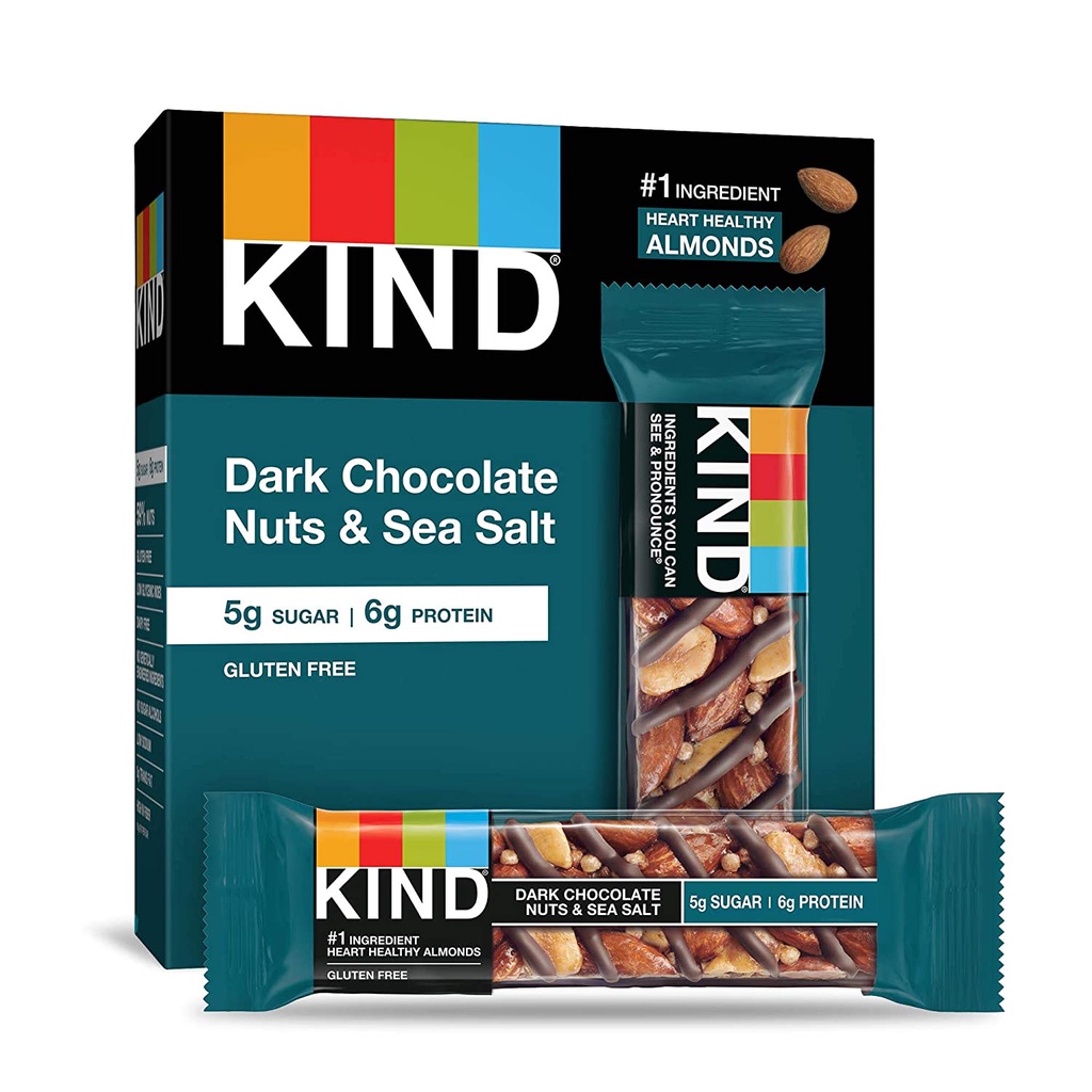 KIND Bars Dark Chocolate & Seasalt Gluten Free, Low Sugar (12bars x40g ...
