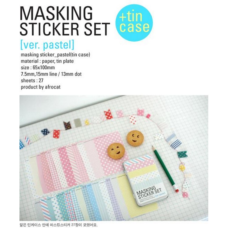 Masking sticker set in tin can (Pastel version) | Shopee Philippines