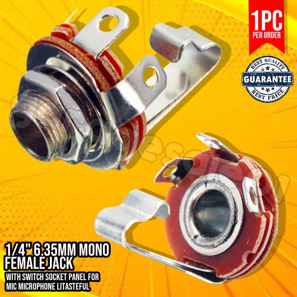 1/4" 6.35mm Mono Female Jack with Switch Socket Panel for MIC ...