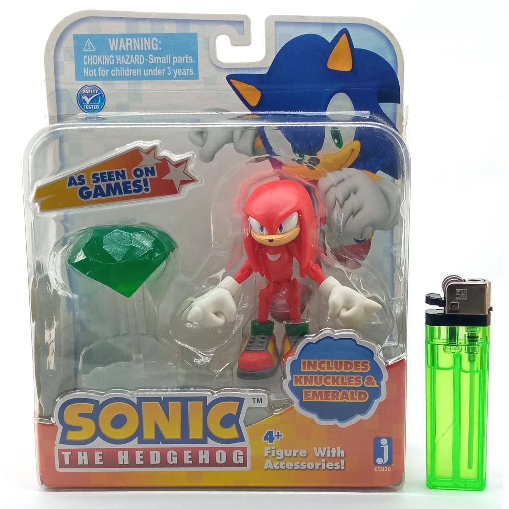 MERAH Jazwares Sonic The Hedgehog Red Figure With Knuckles & Emerald 3 ...