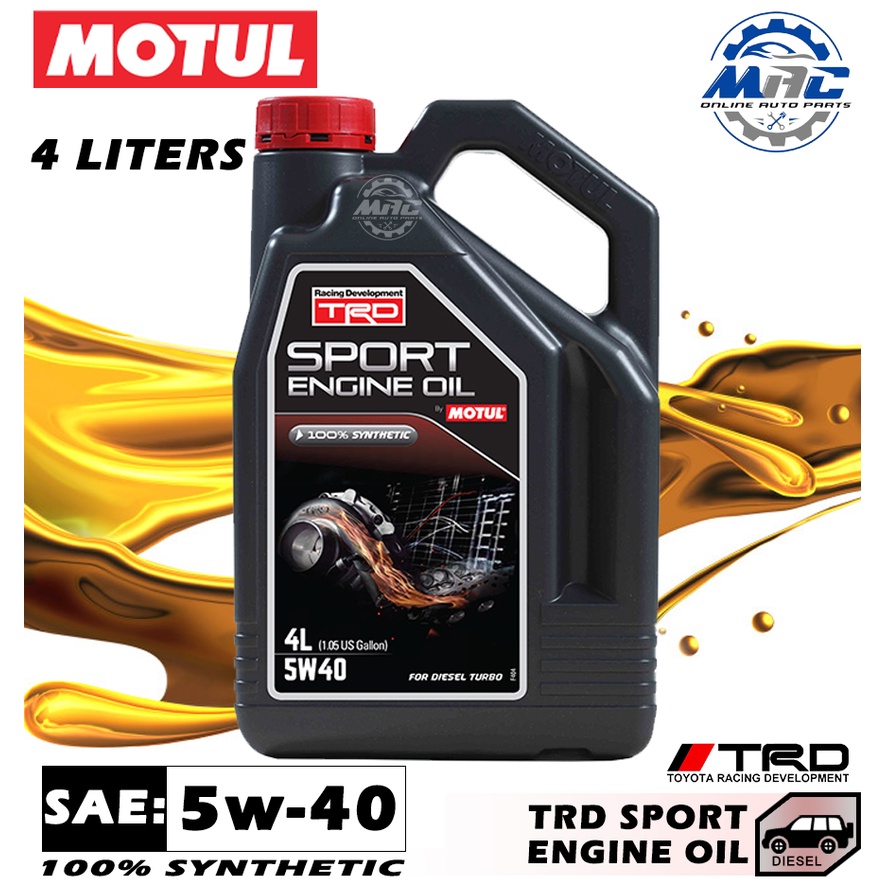 MOTUL TRD SPORT ENGINE OIL DIESEL 5W-40 4 LITERS 100% SYNTHETIC TOYOTA ...