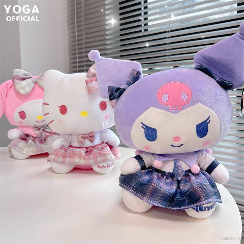 Ellen Sanrio Kuromi Melody Hello Kitty Plush Toys JK Dress Bow Stuffed ...