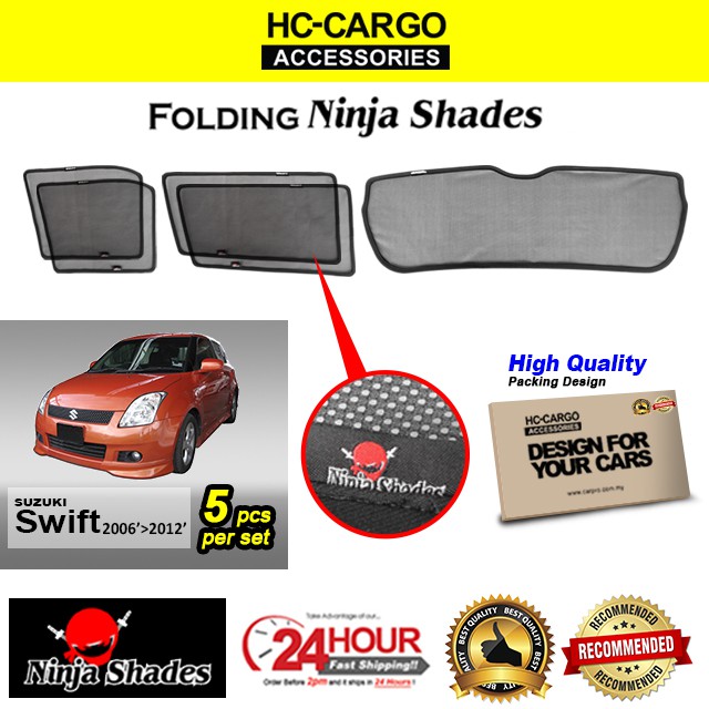 Suzuki Swift 2006 - 2012 Magnetic Ninja Shades Sunshade (5pcs) Ninja ...