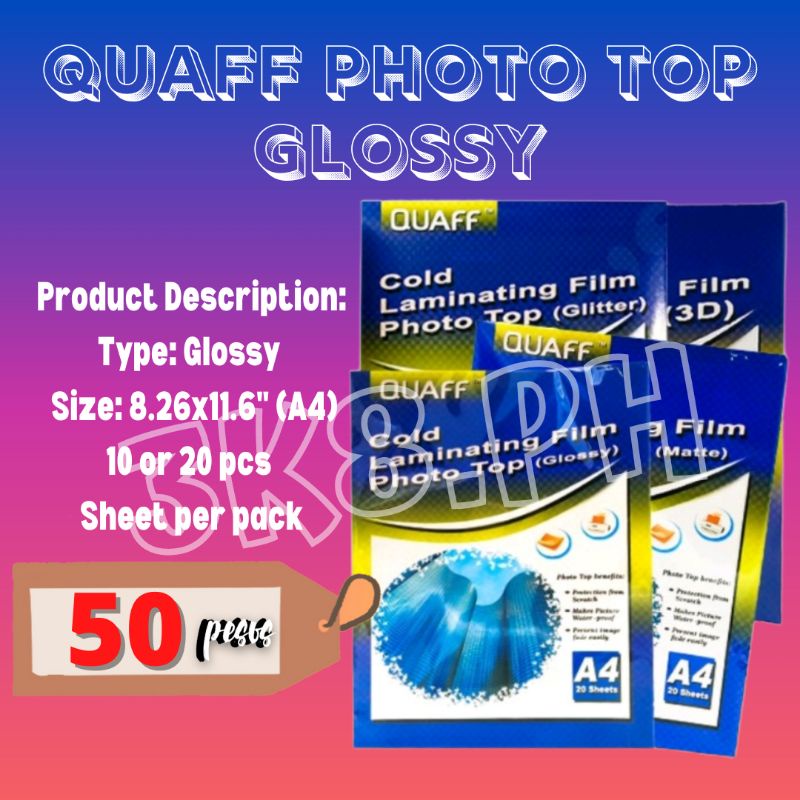 QUAFF PHOTO TOP A4 SIZE | 80 micron | 10 or 20 SHEETS | Shopee Philippines