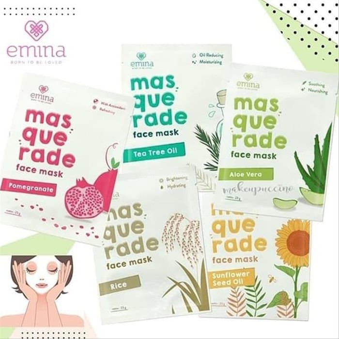 Emina Masquerade Face Sheet Mask 23g | Sunflower Rice Teatree Aloe Face ...
