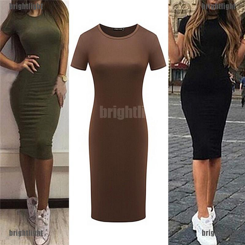 Women's Cotton Knee-Length Skinny Dress | Shopee Philippines