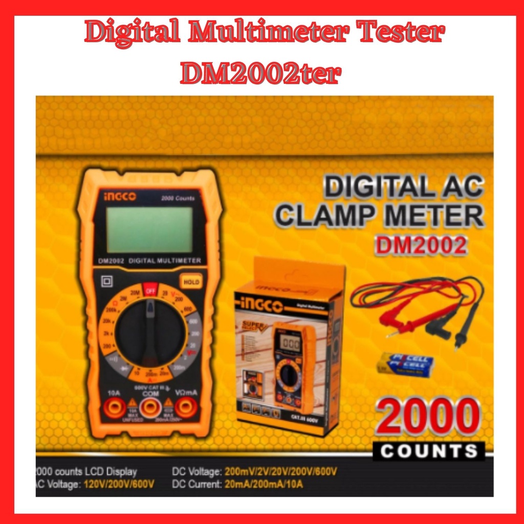 INGCO Digital Multimeter Tester DM2002 | Shopee Philippines