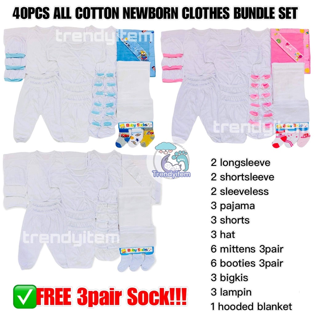 40PCS ALL COTTON NEWBORN BUNDLE SET | Shopee Philippines