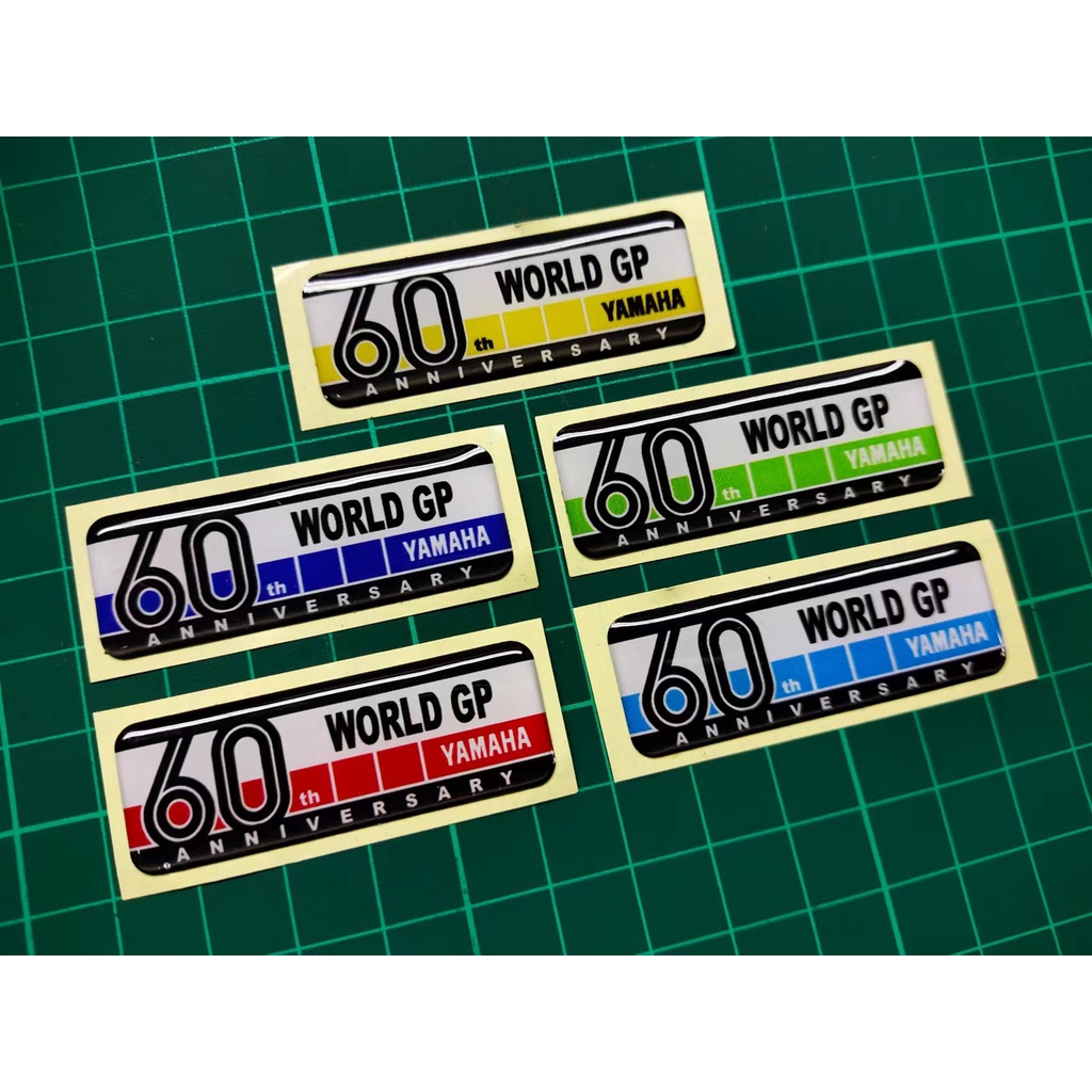 60 th ANNIVERSARY WORLD GP YAMAHA Epoxy Sticker Timbul 10 Colour ...