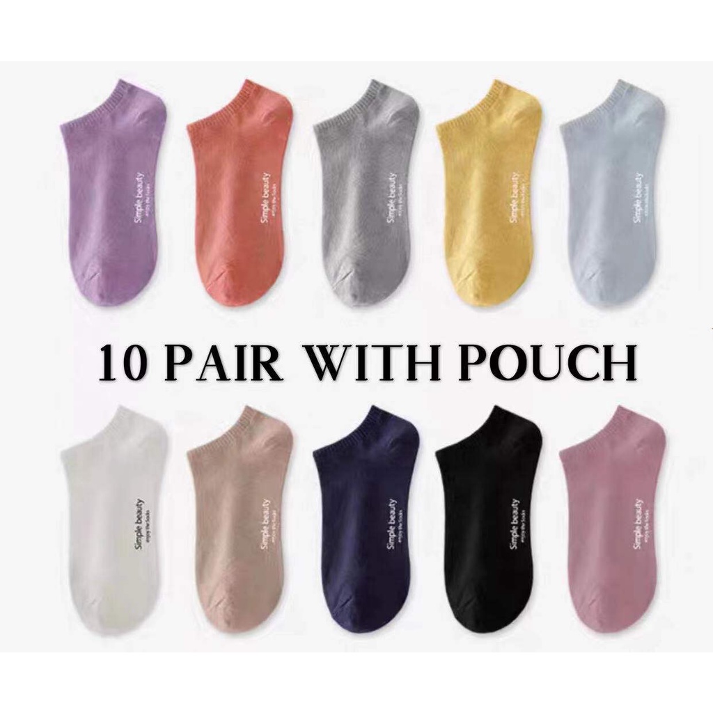 Sanah.H 10PAIRS Simple beauty Socks Breathable Iconic Ankle Socks ...