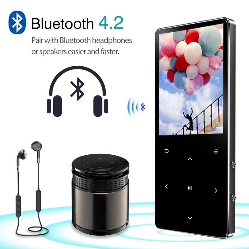 【Pretty】 MP3 Player with Bluetooth Speaker Touch Key Hi-Fi Metal Mini ...