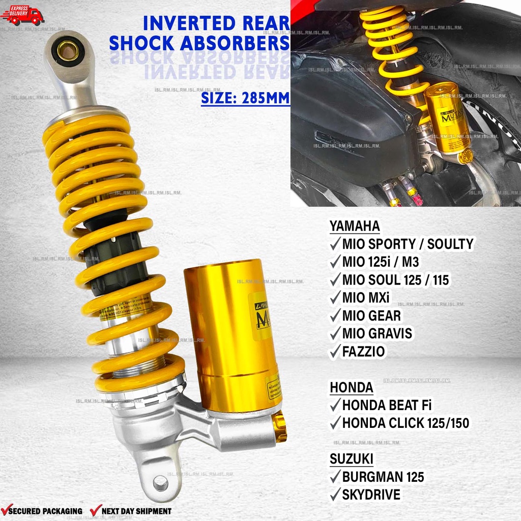 INVERTED SHOCK MUTARRU Baso Style Rear Shock Yellow Gold Mio Click Beat ...