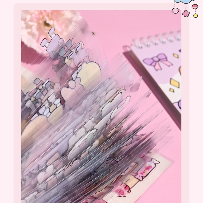 50 pages non-repeating waterproof and cutting-free stickers girl's ...