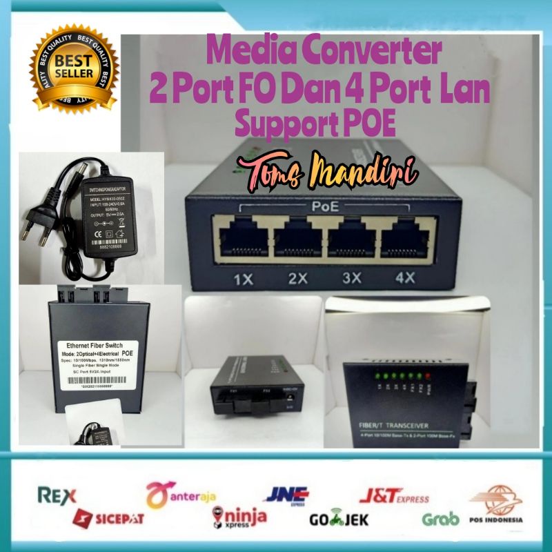 Media Converter 2 Port FO 4 Port LAN / 2SC 4RJ45 Support POE | Shopee ...