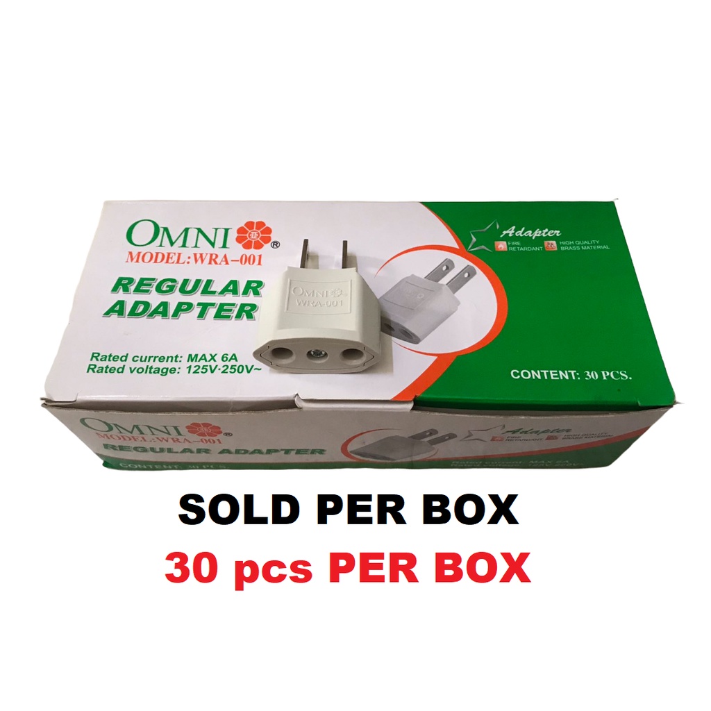 OMNI REGULAR ADAPTER WRA-001 6A 250V (SOLD PER BOX) | Shopee Philippines