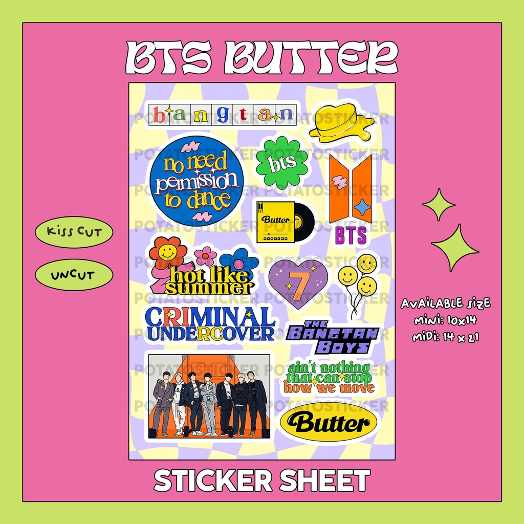 HP Bts Butter - Tumblr sticker (sheet sticker, kiss cut, laptop deco ...