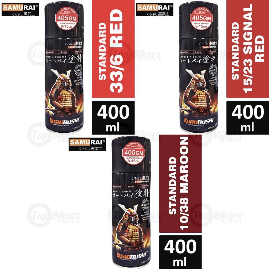 Samurai Spray Paint Standard Colors RED / MAROON 400mL | Shopee Philippines