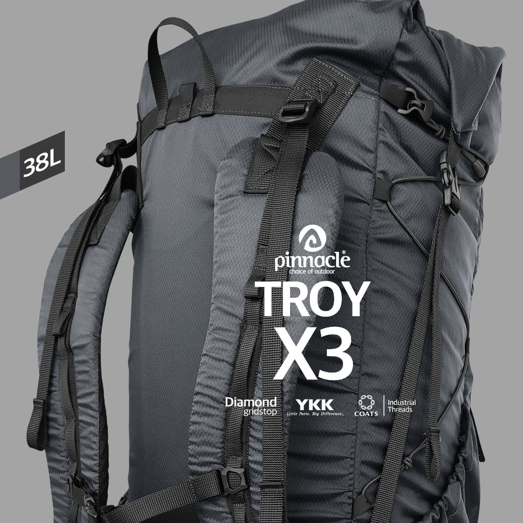 Pinnacle Pro Official Troy X3 38L Diamond Gridstop Backpack - Grey ...