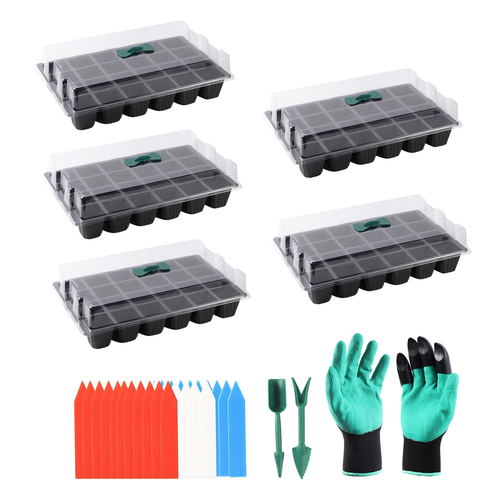 24 cell Plastic Germination Box Kit with Plant Label Gardening Shovel ...