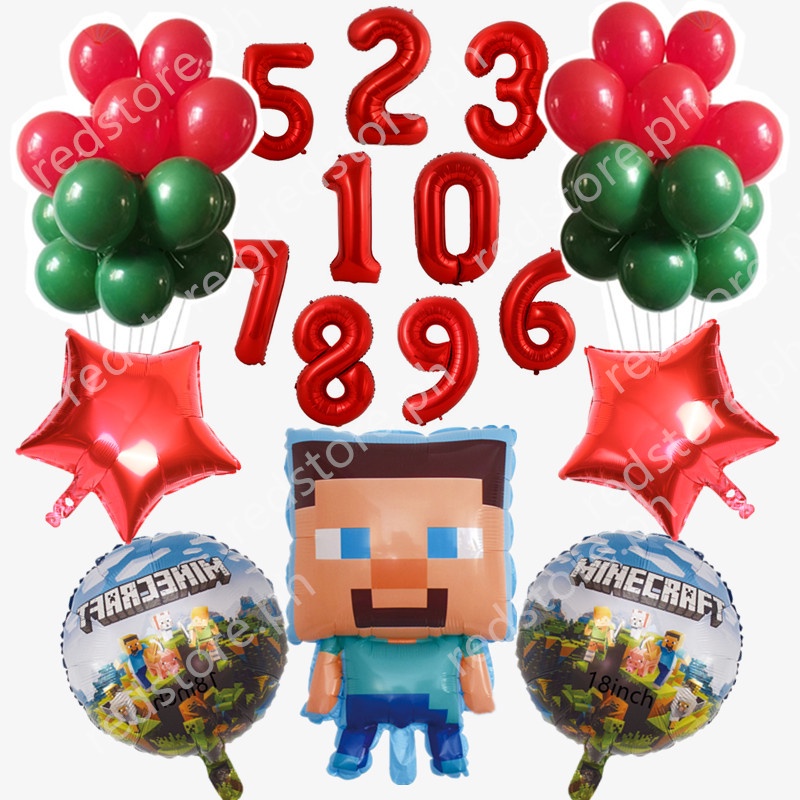 26Pcs/Set Minecraft Theme Balloons Happy birthday Decoration Chirdren ...