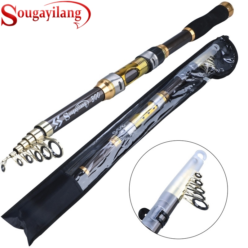 Sougayilang Telescopic Carbon Fishing Rod Combo Portable Fishing Pole 2 ...