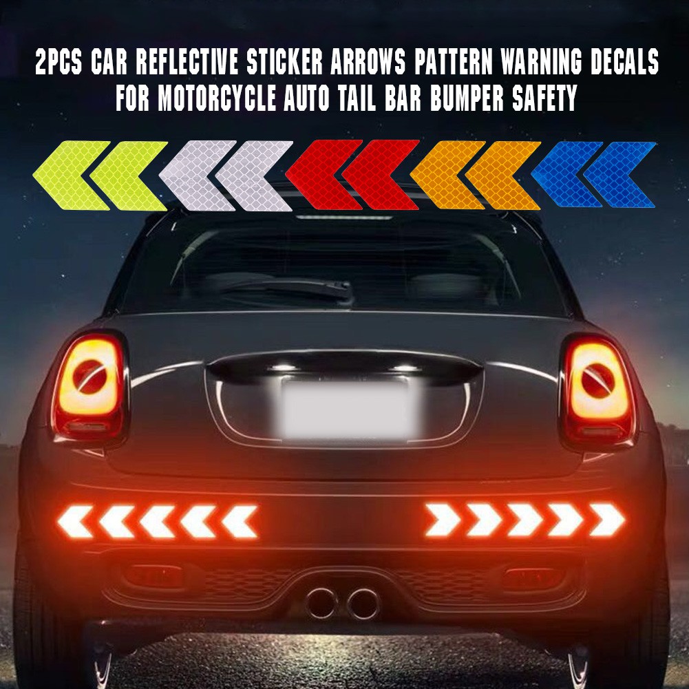 2Pcs Car Reflective Sticker Arrows Pattern Warning Decals For ...