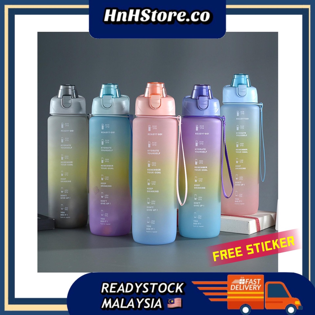 Sport Bottle Motivational Water Bottle Tumbler with Time Maker with Flip Top Lid BPA Free Tritan ...