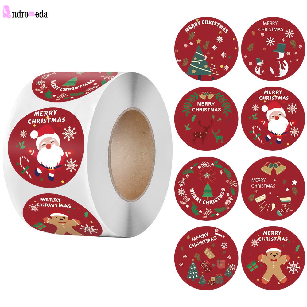 500pcs Envelope Round Merry Christmas Sticker 8 Designs Santa Claus ...