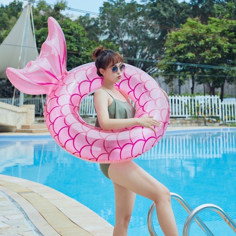 Inflatable Unicorn Ring Inflatable Pool Float Mermaid Tail Pool ...