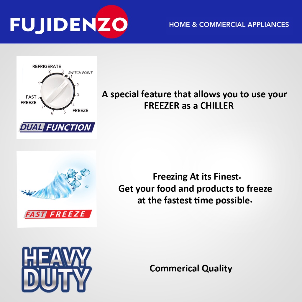Fujidenzo 7 cu. ft. Inverter Solid Top Chest Freezer with Galvanized ...