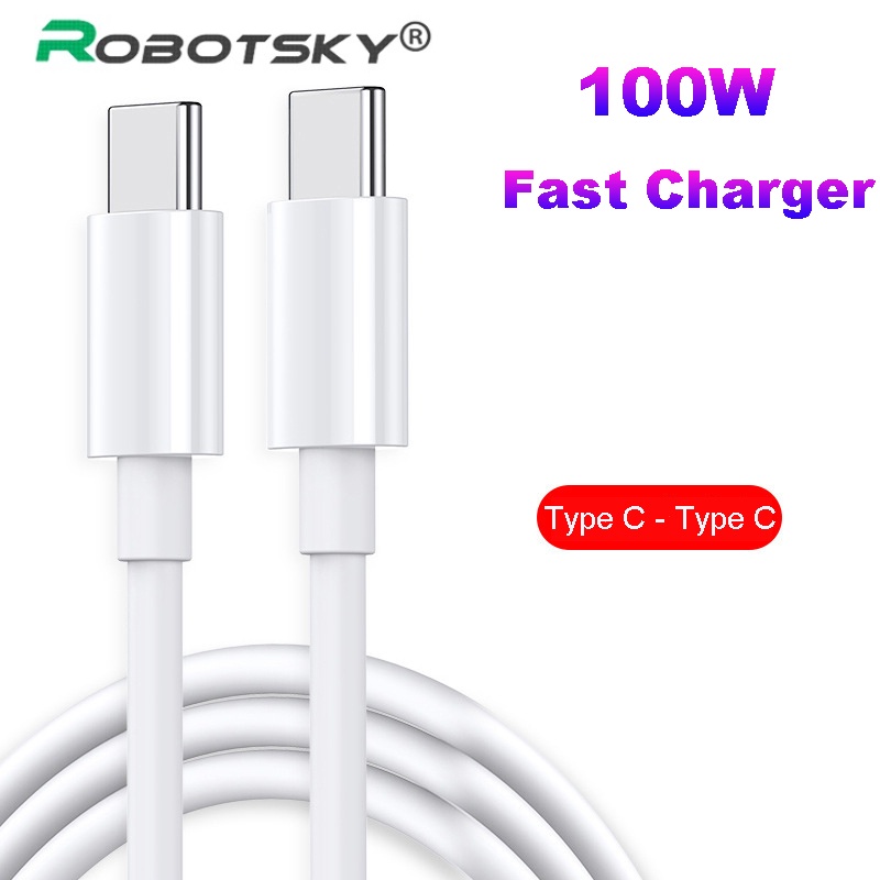 ROBOTSKY PD 100W 5A Type C To Type C Cable for Pro Ipad 2020 Samsung Fast Charging Cable Data ...