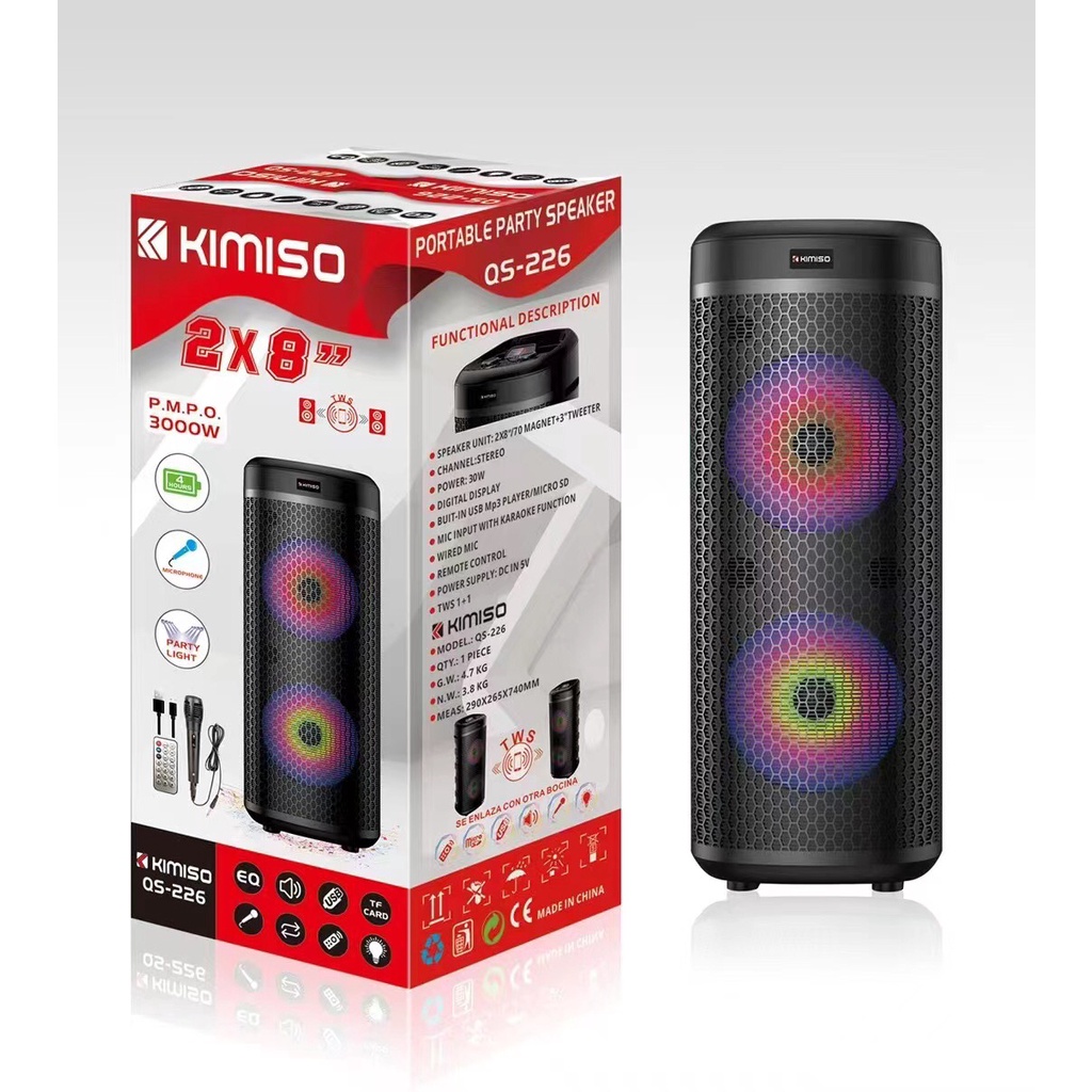 KIMISO QS-226 16inch PORTABLE PARTY SPEAKER Wireless and Bluetooth ...