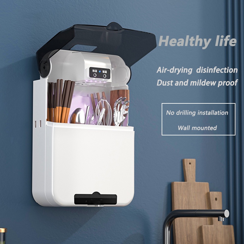 HXT Wall Mounted UV Disinfection Cabinet Kitchen Spoon Fork Sterilizer ...
