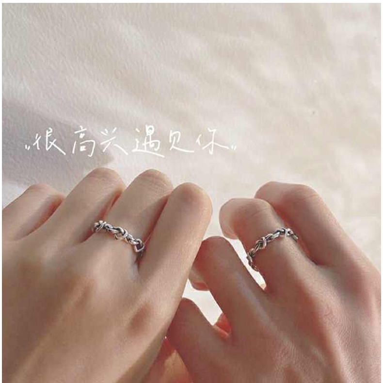 heart interweave ring wedding ring 925 sterling silver male and female ...
