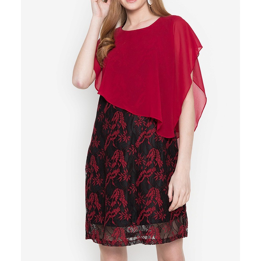 Krizia Overlay 2-Tone Lace Dress | Shopee Philippines