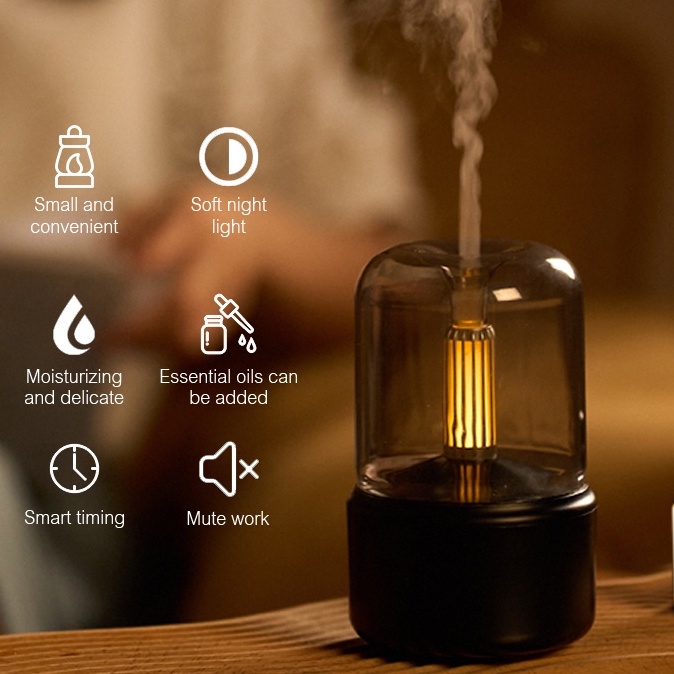 Aroma Diffuser Humidifier Portable 120ml Electric USB Candlelight Air ...