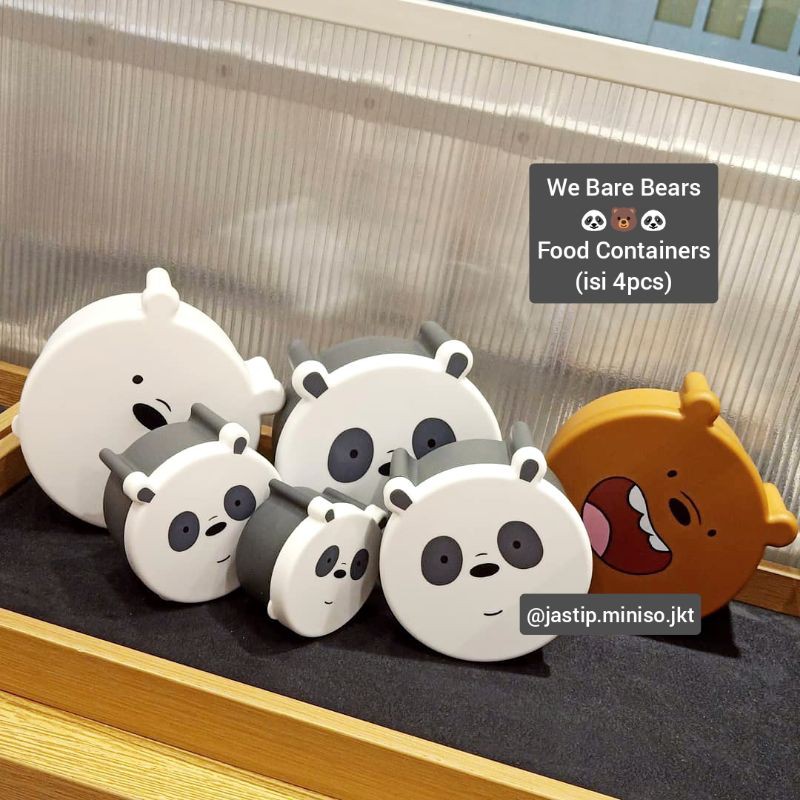 MINISO WE BARE BEARS FOOD CONTAINER / Lunch Box (4pcs) | Shopee Philippines