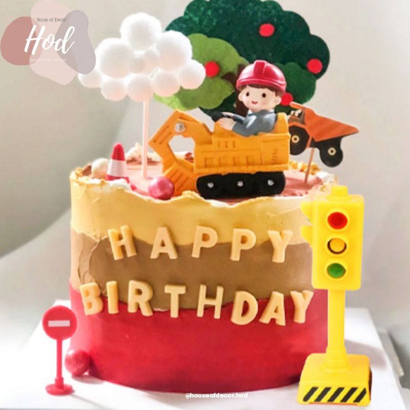 Excavator Boy beko Road Sign Ornament Project Soft Yellow Car Topper ...