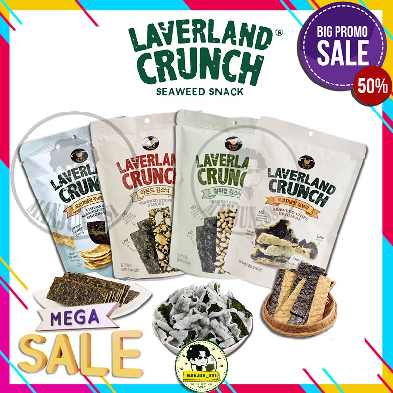 Laverland Nori Almond, Rice Pop, Fish, Original Snack Manjun Seaweed ...