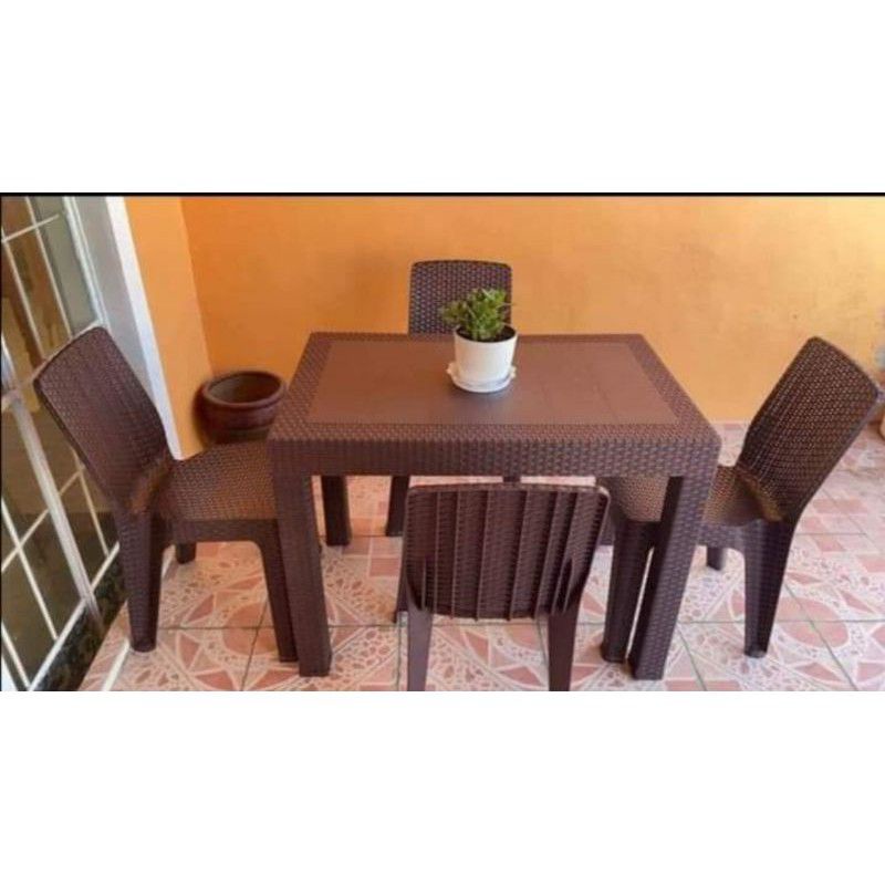 RATTAN DINING SET 4 SEATER (TABLE 24*38 + 4 CHAIRS) | Shopee Philippines