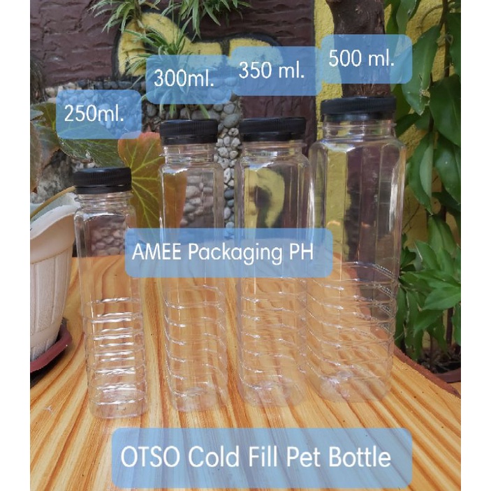 1 Bundle ( 100 pcs)CYLINDER||SQUARE ||OTSO Cold Fill Plastic Bottle || 250ml.|| 300ml || 350ml ...