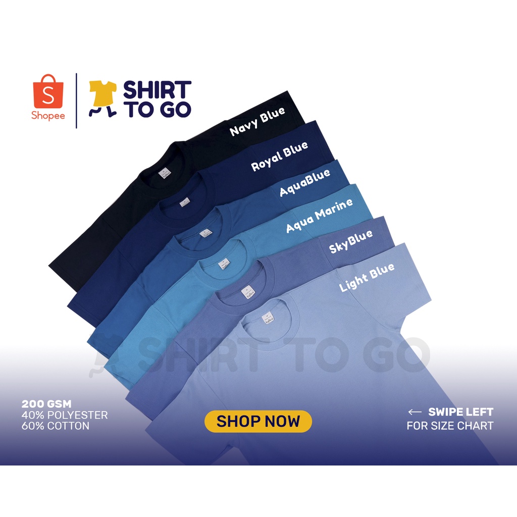 SOFTEX Roundneck Plain T Shirt for Men and Women SHADES OF BLUE ...