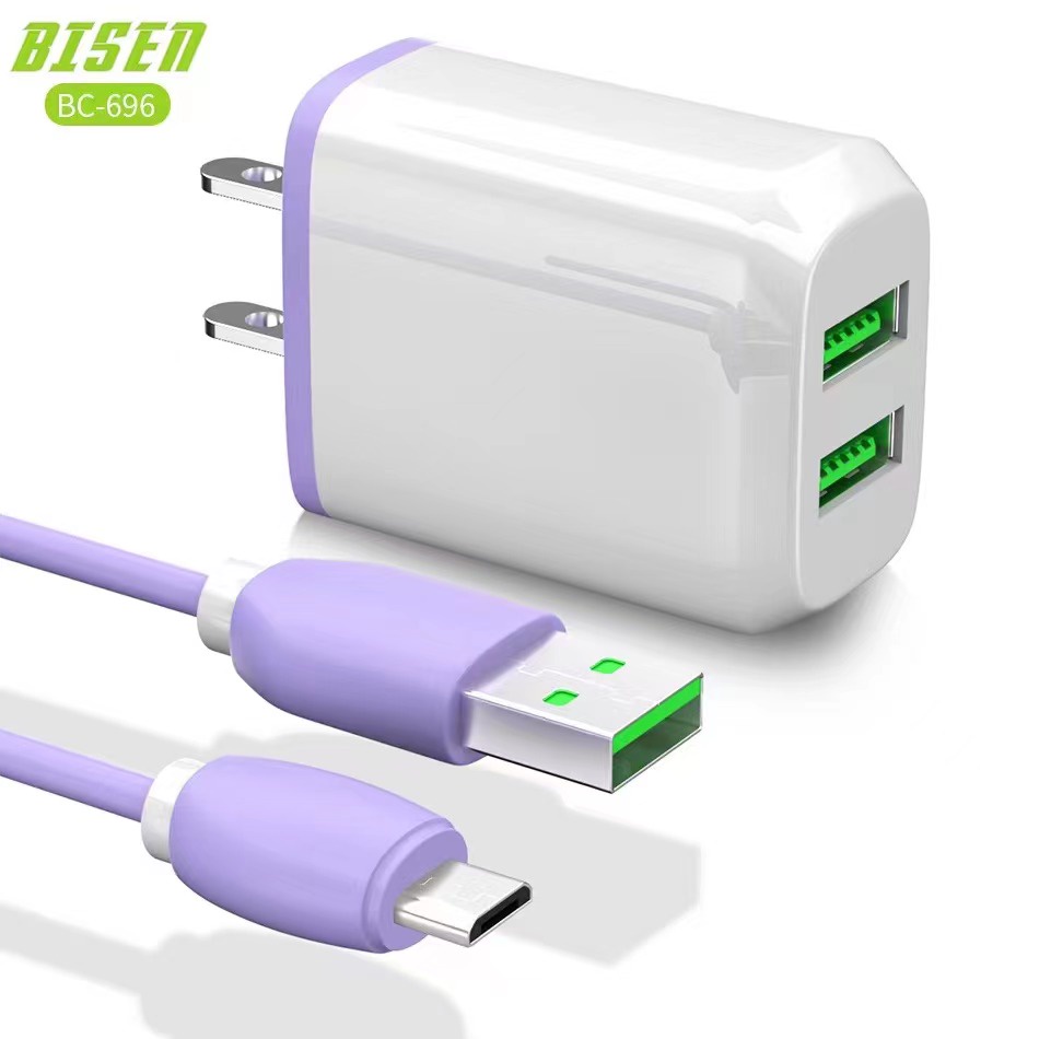 Double Hole Charging Wall Charger & USB ADAPTER W/5V For Micro Type C ...