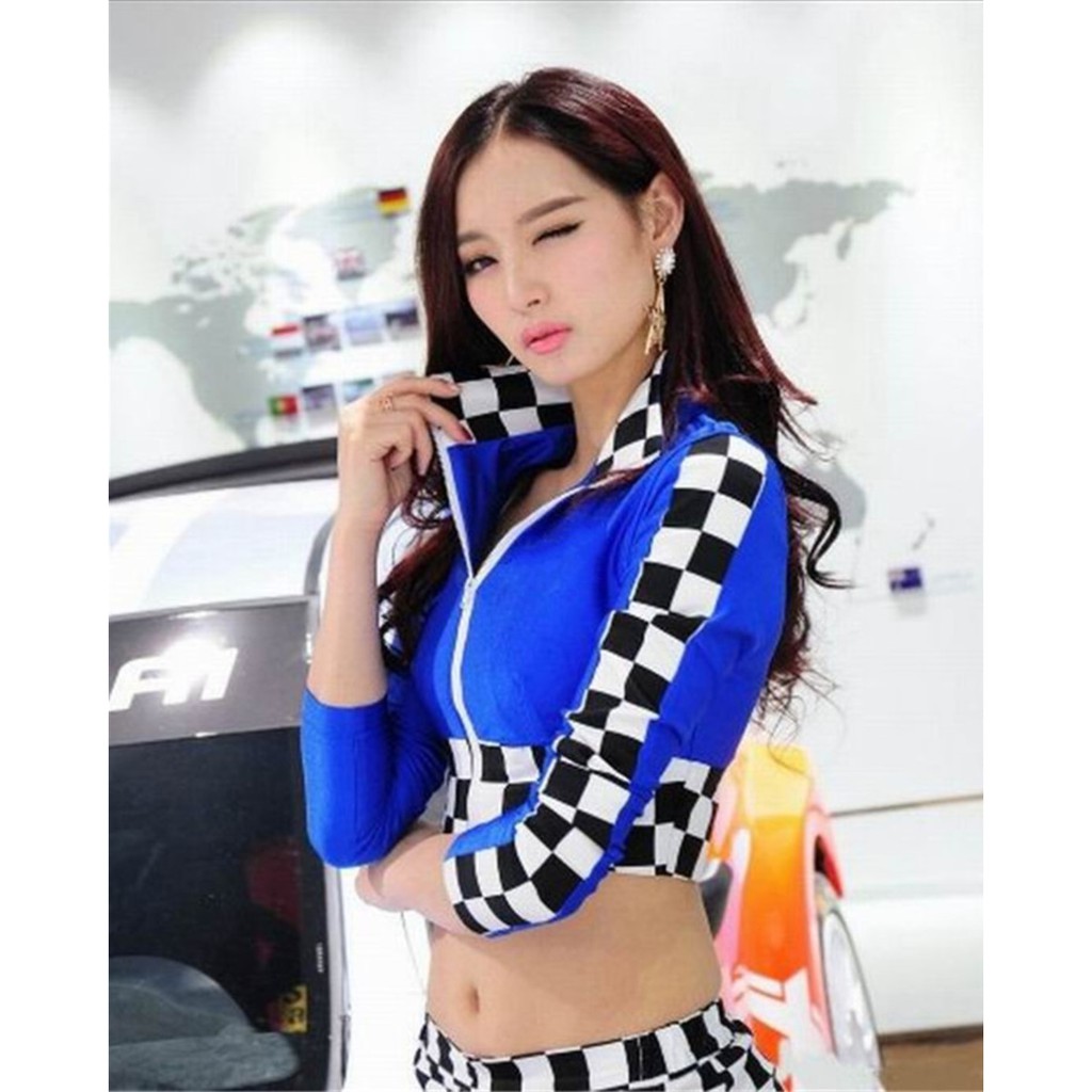 Super Toned Tummy in Racer Suit Car Model Outfit Racing Cheerleading ...