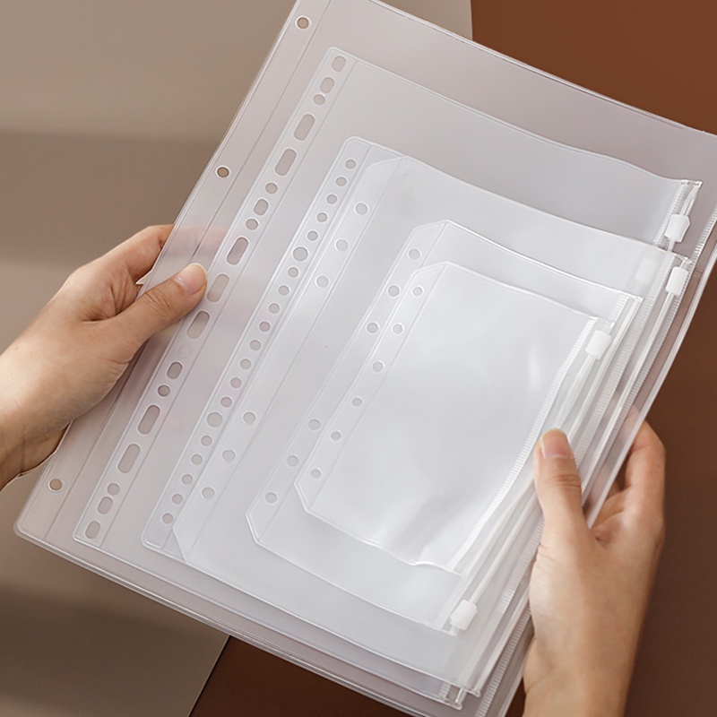 1 Piece PVC Transparent Punch File Organizer Storage Folder Loose Leaf ...