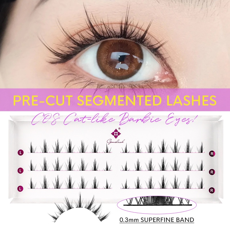 Genielash Personal Makeup Cluster Eyelash Extension Pre-cut Segmented ...