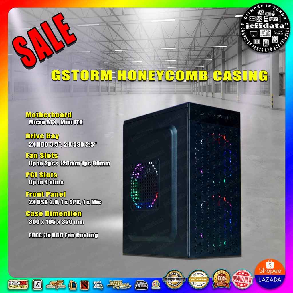 Gstorm Honey Comb Casing FREE RGb fan Cooling (Aprildata Legit ...