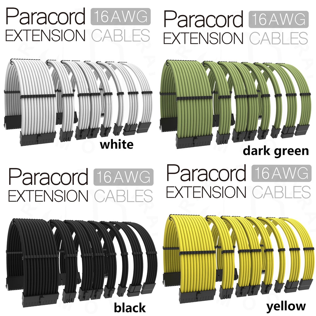 30cm Custom psu thick paracord 16awg extension cable cord cpu8pin ...