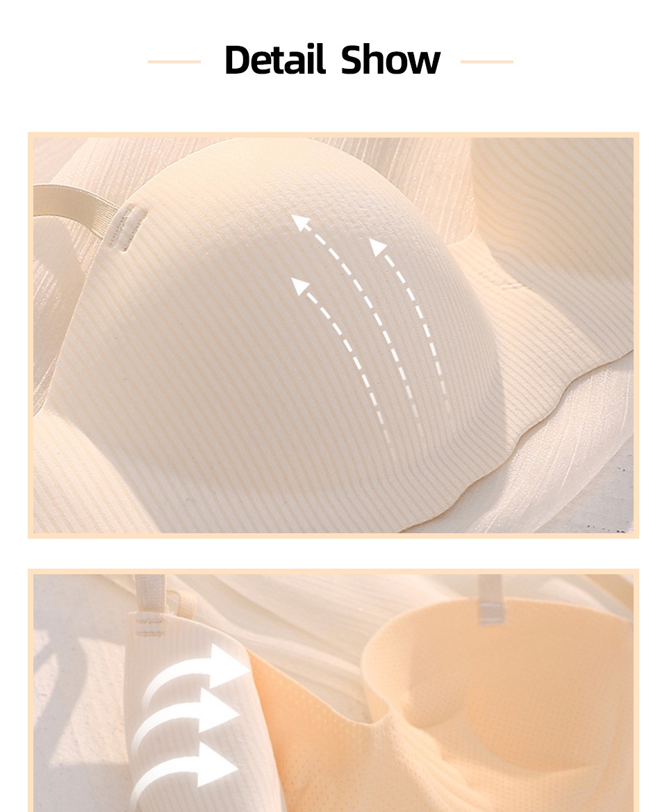 FallSweet Stripe Seamless Bras Women's Small Chest Gathered Push Up ...